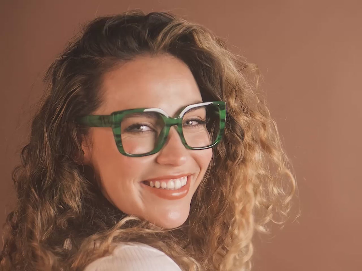 Reading Glasses 'Deirdre' Green Marble - Goodlookers